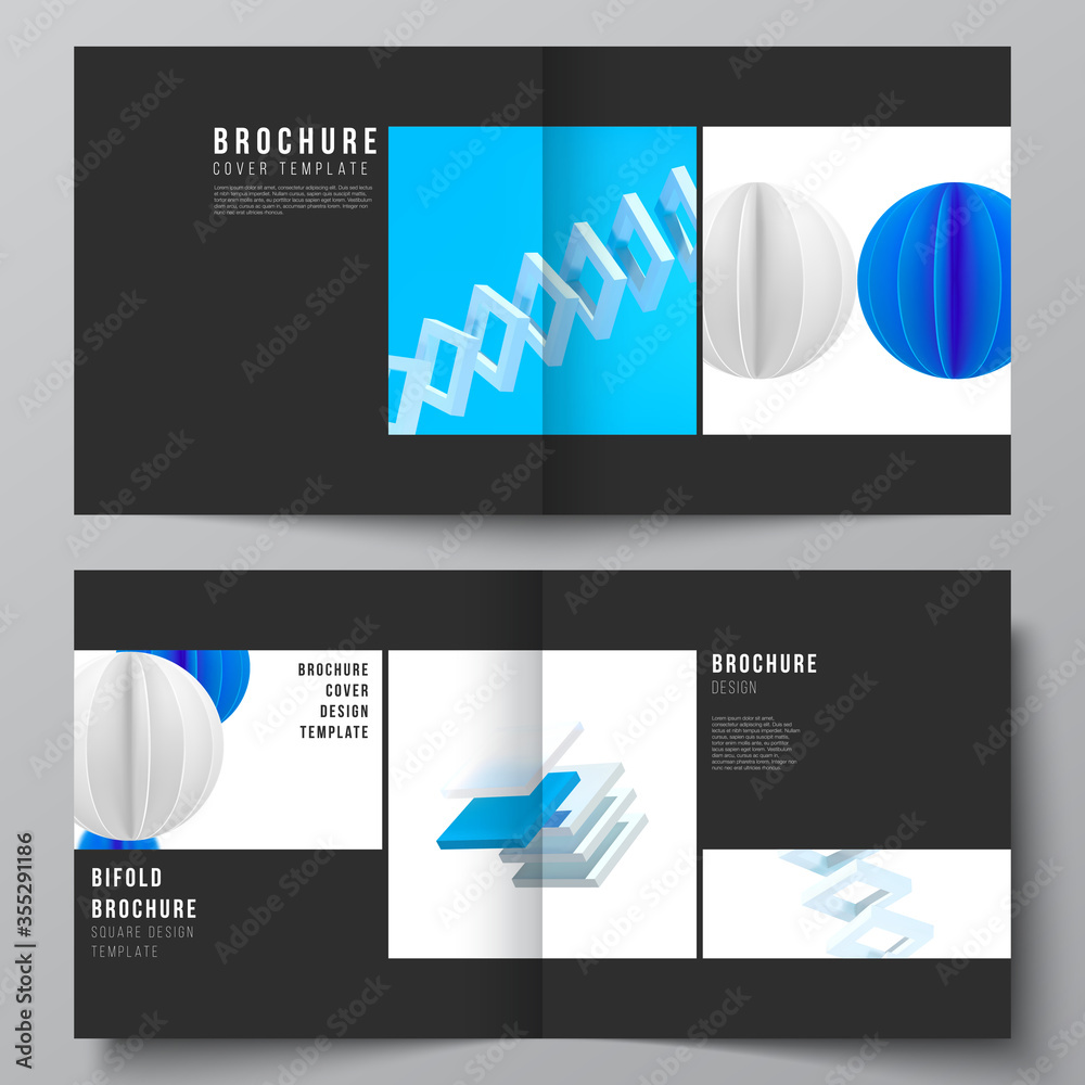 Vector layout of two covers template for square bifold brochure, flyer ...
