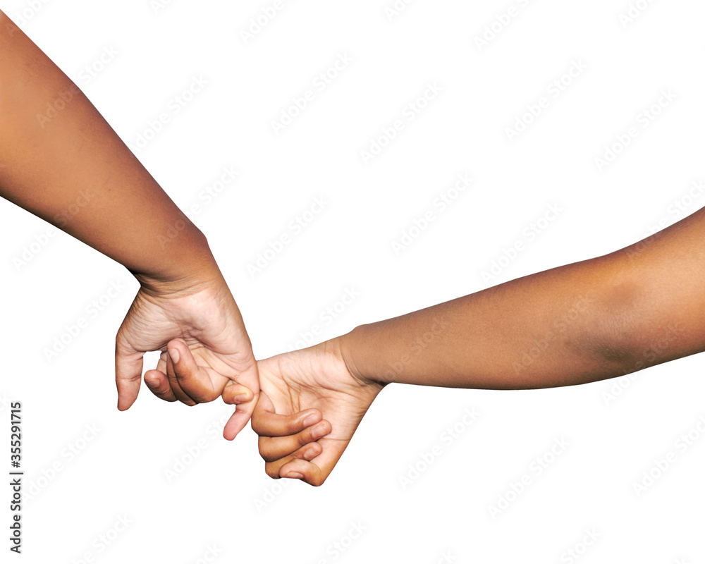Hook each other's little finger Together. Hand making a promise as a ...