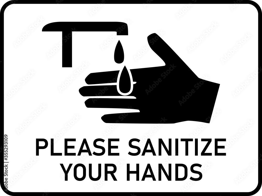 Please Sanitize Your Hands Horizontal Instruction Icon with an Aspect ...
