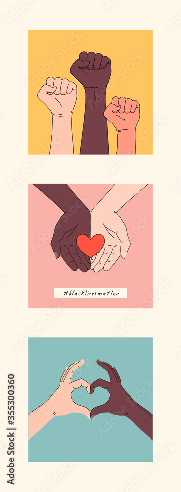 Black lives matter hand drawn poster, card collection. Hashtag blm ...