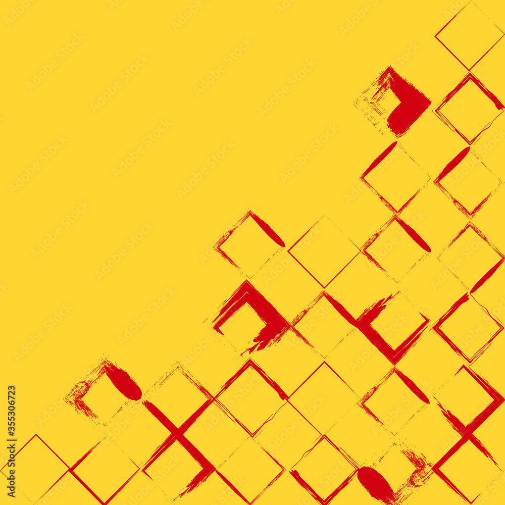 retro square pattern in grunge design. brush vector drawn and combining together randomly. it ...