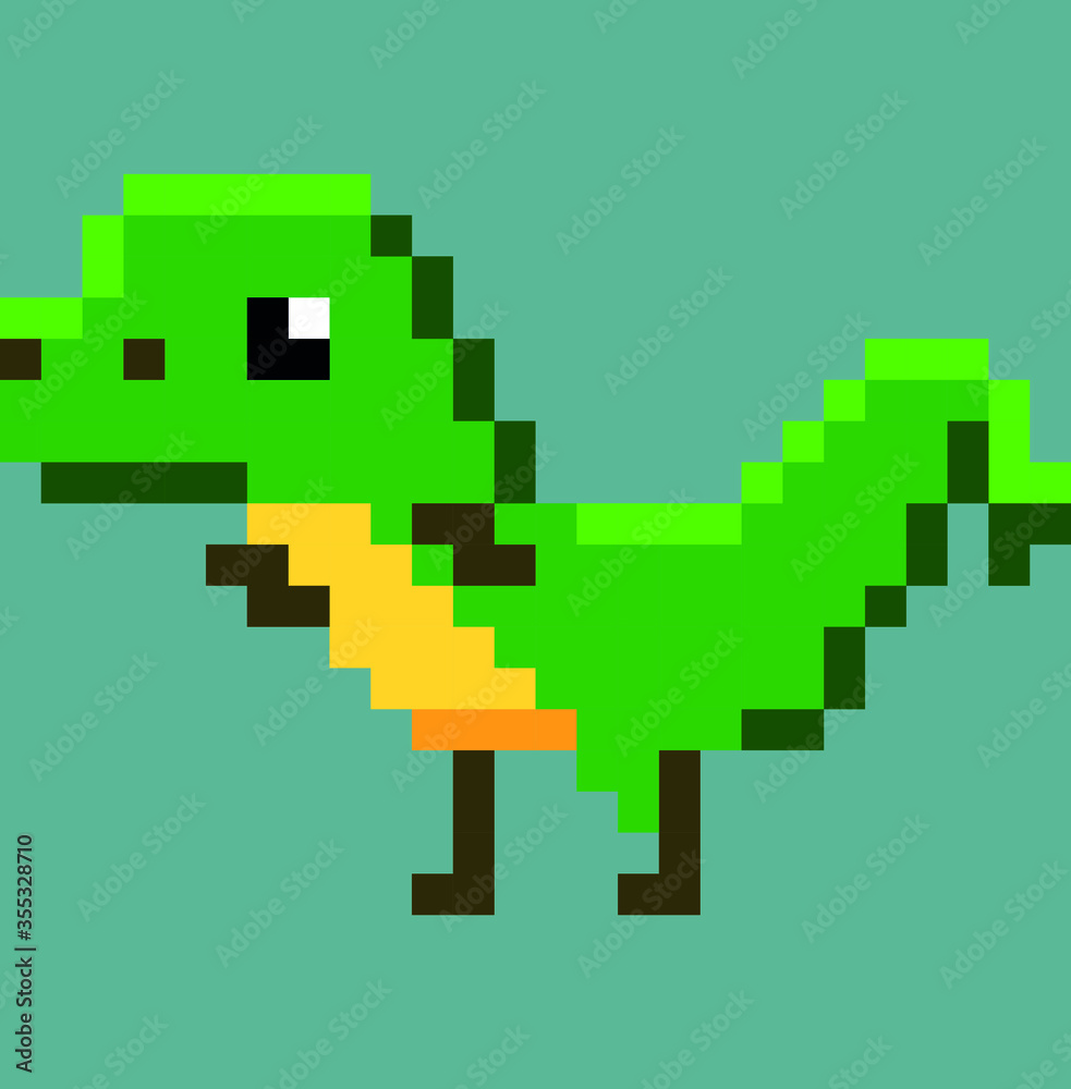 Cute Dinosaur Character Pixel Art Isolated Game Asset Vector Work ...