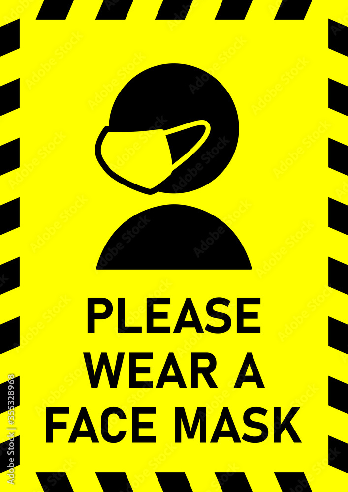 Please Wear a Face Mask Instruction Sign. Vector Image. Stock Vector ...