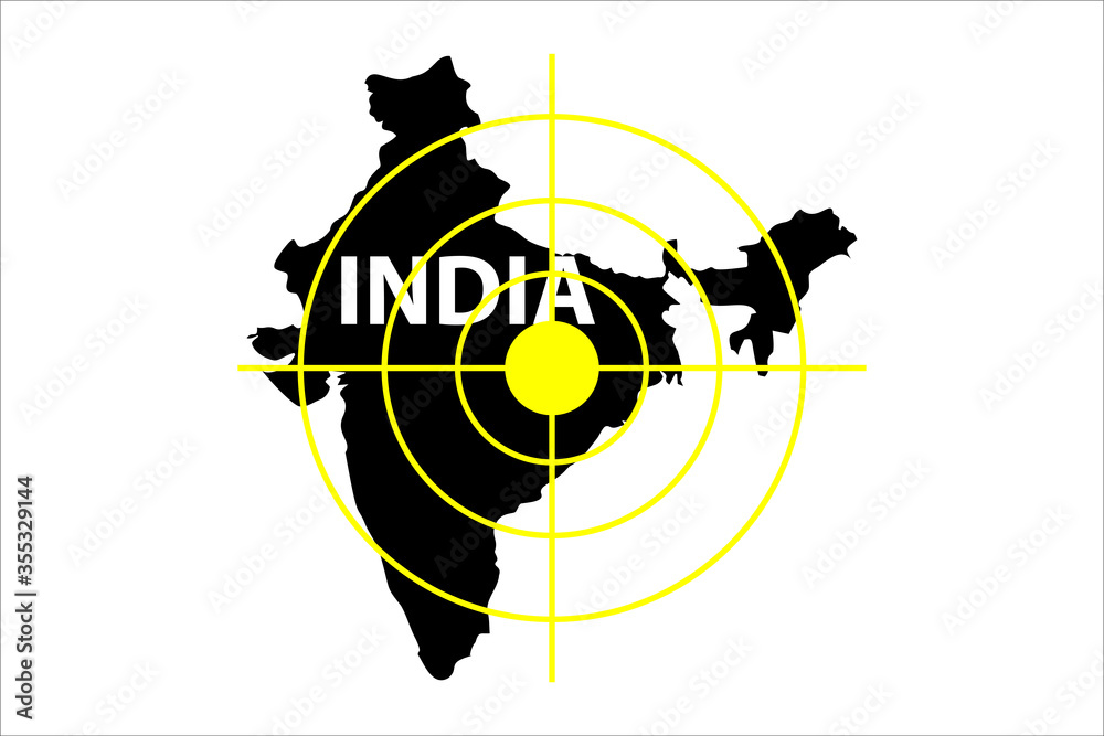 illustration vector graphic of target India territory. Silhouette of ...