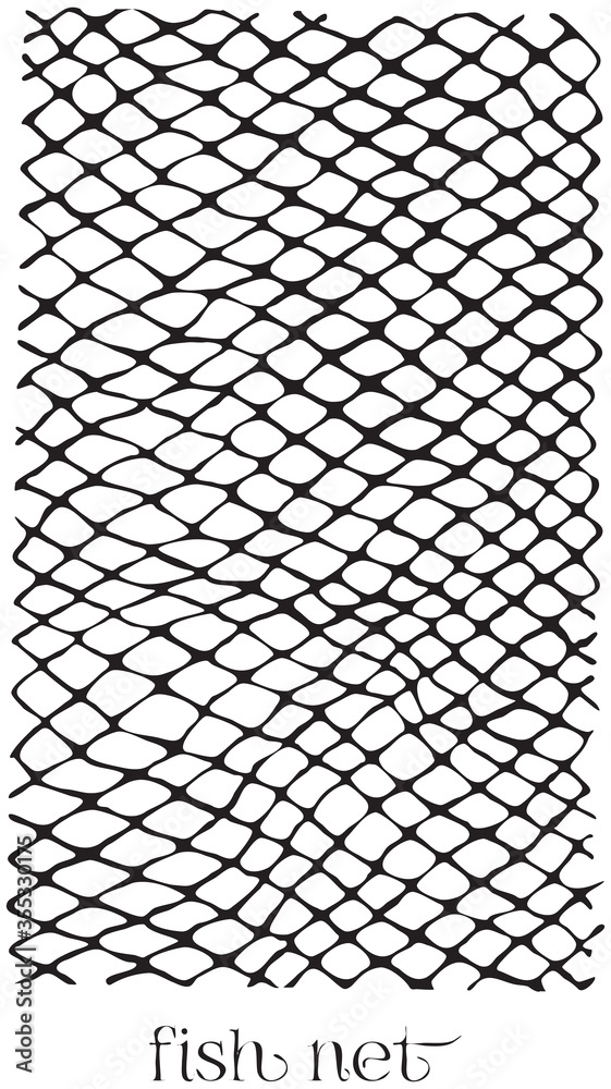Simple hand drawn fish net vector doodle illustration, nautical theme ...