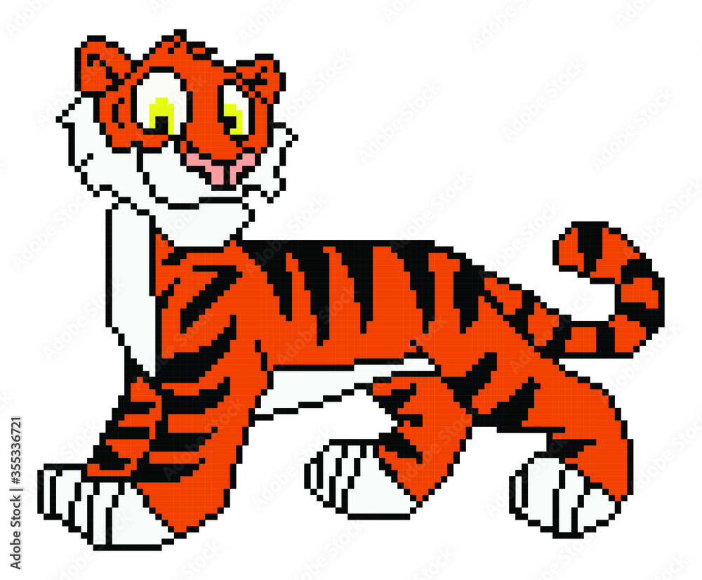 tiger pixel art. Stock Vector | Adobe Stock