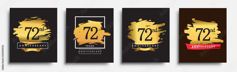 Set of Anniversary logo, 72nd anniversary template design on golden ...
