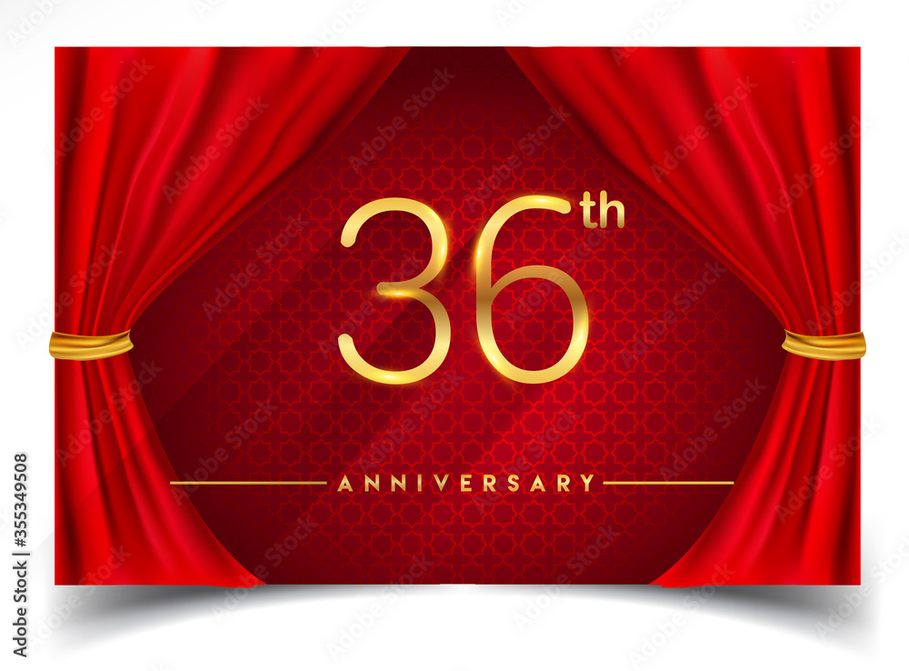 36th years golden anniversary logo with glowing golden colors isolated ...