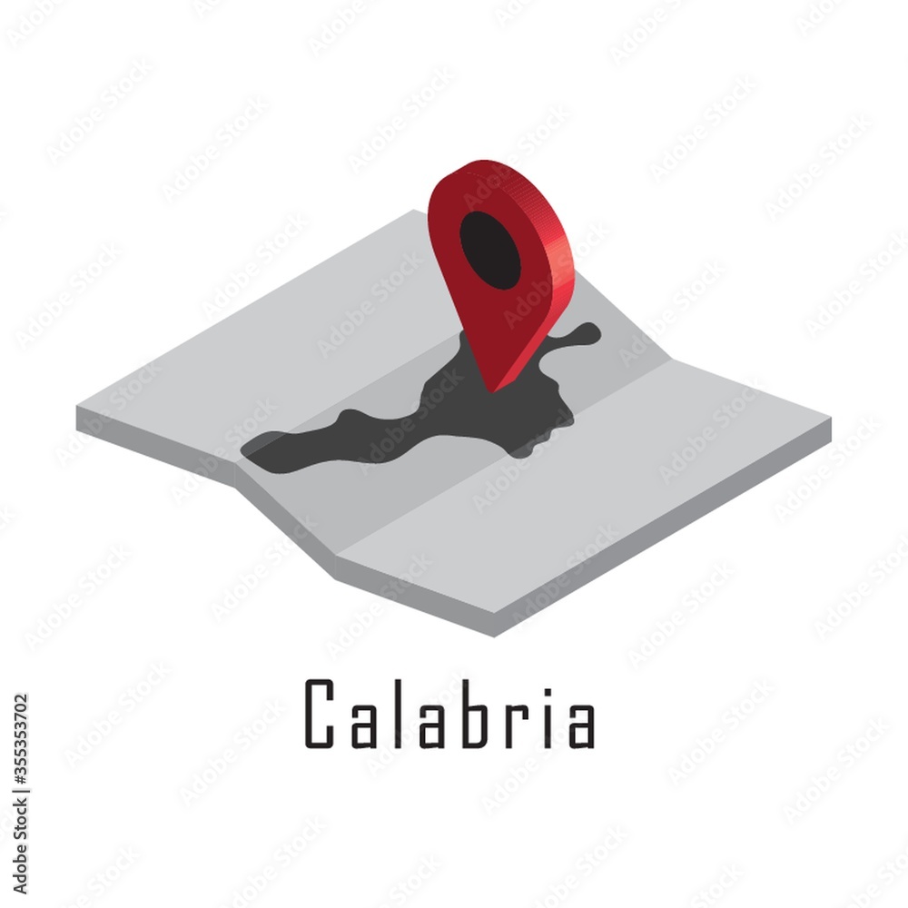 calabria map with map pointer Stock Vector | Adobe Stock