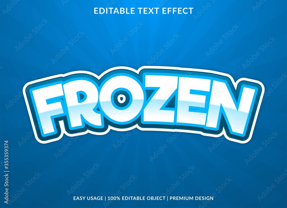 frozen text effect template with 3d style and bold font concept use for ...