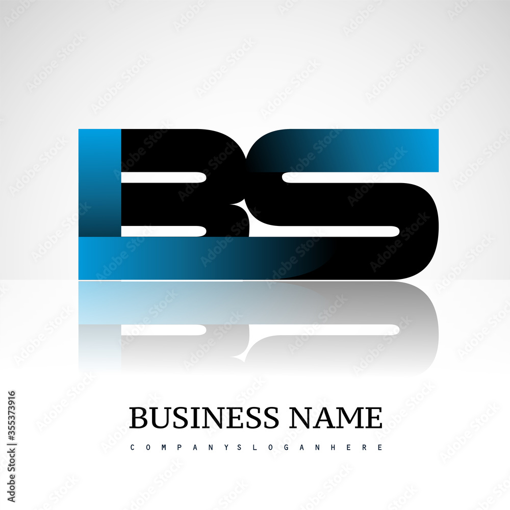 Initial letter BS uppercase modern and simple logo linked blue and ...