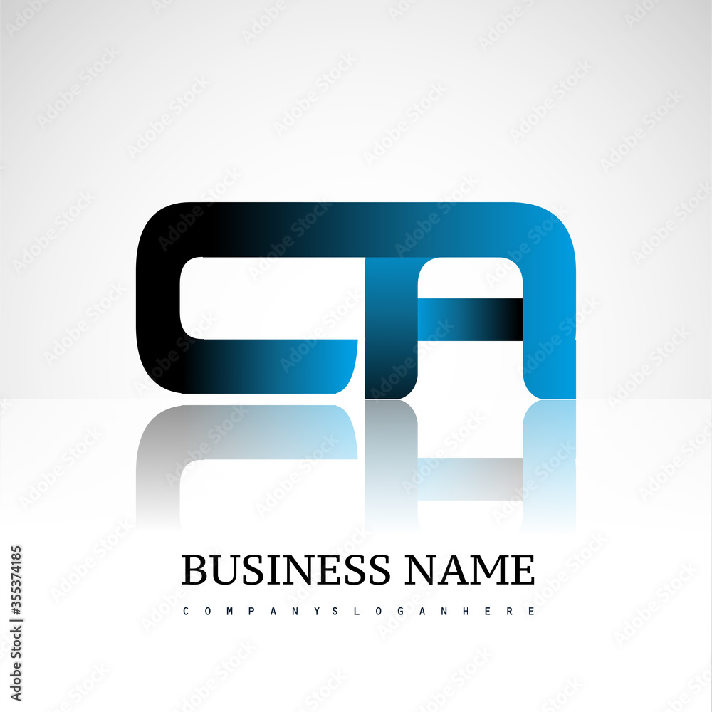 Initial letter CA uppercase modern and simple logo linked blue and ...