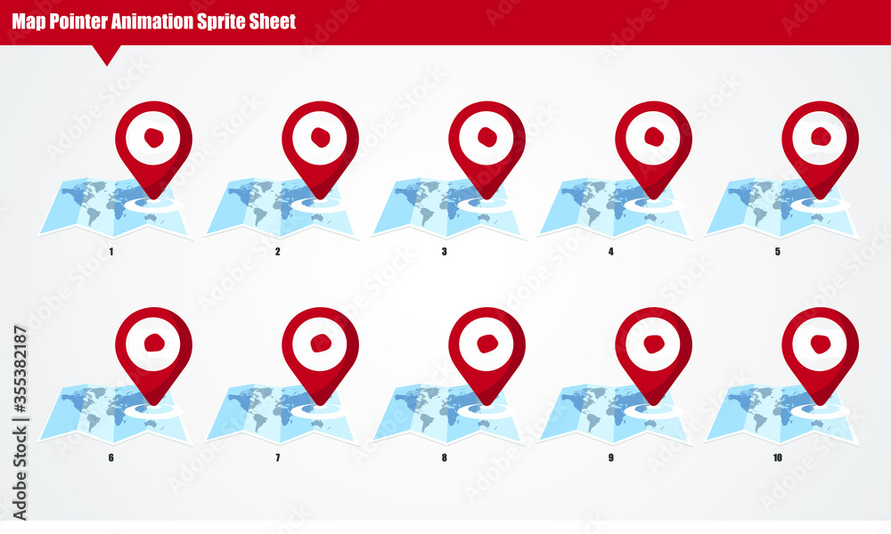 Japan Map marker with animated flag Sprite Sheet. Smooth waving ...