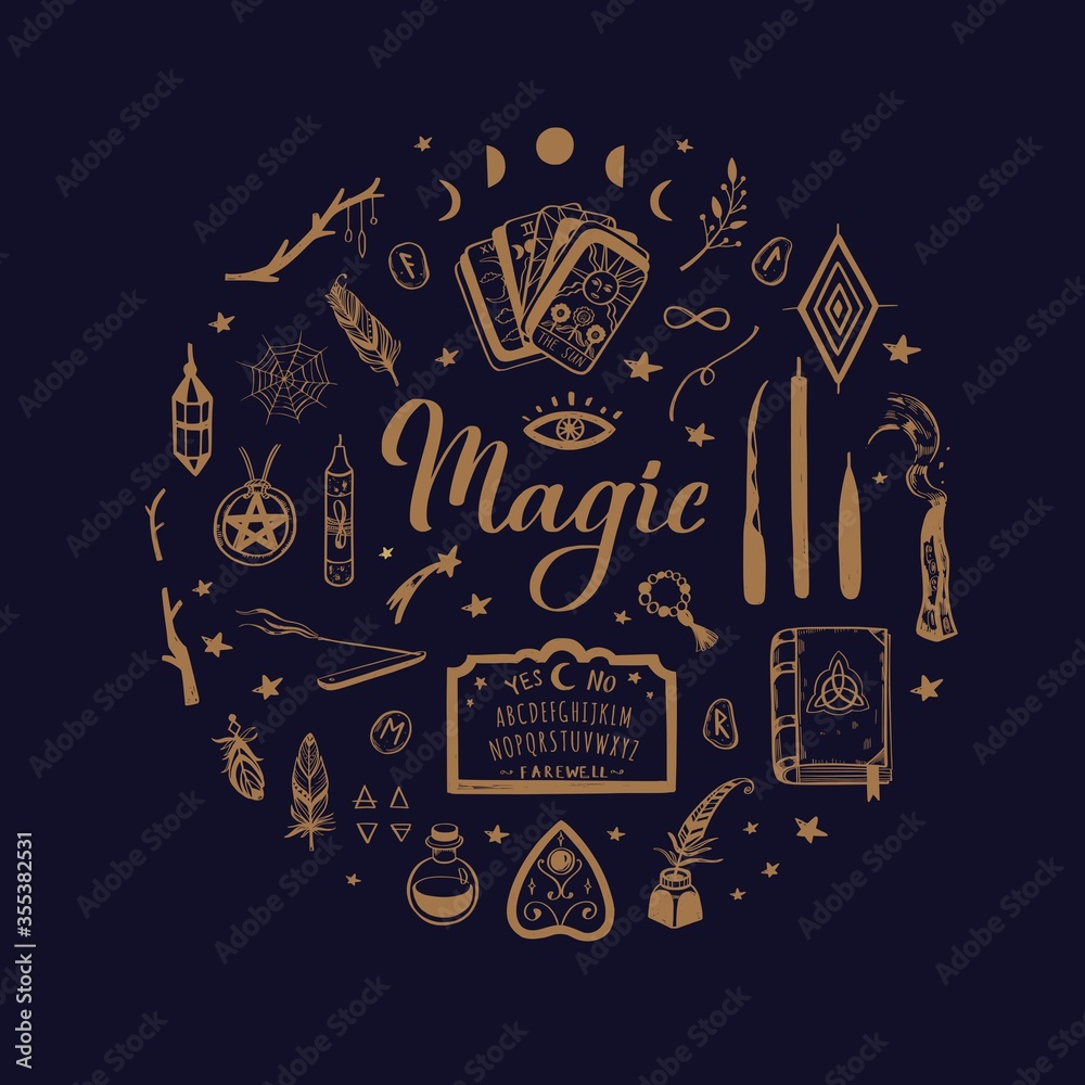 Witchcraft, magic background for witches and wizards. Wicca and pagan ...