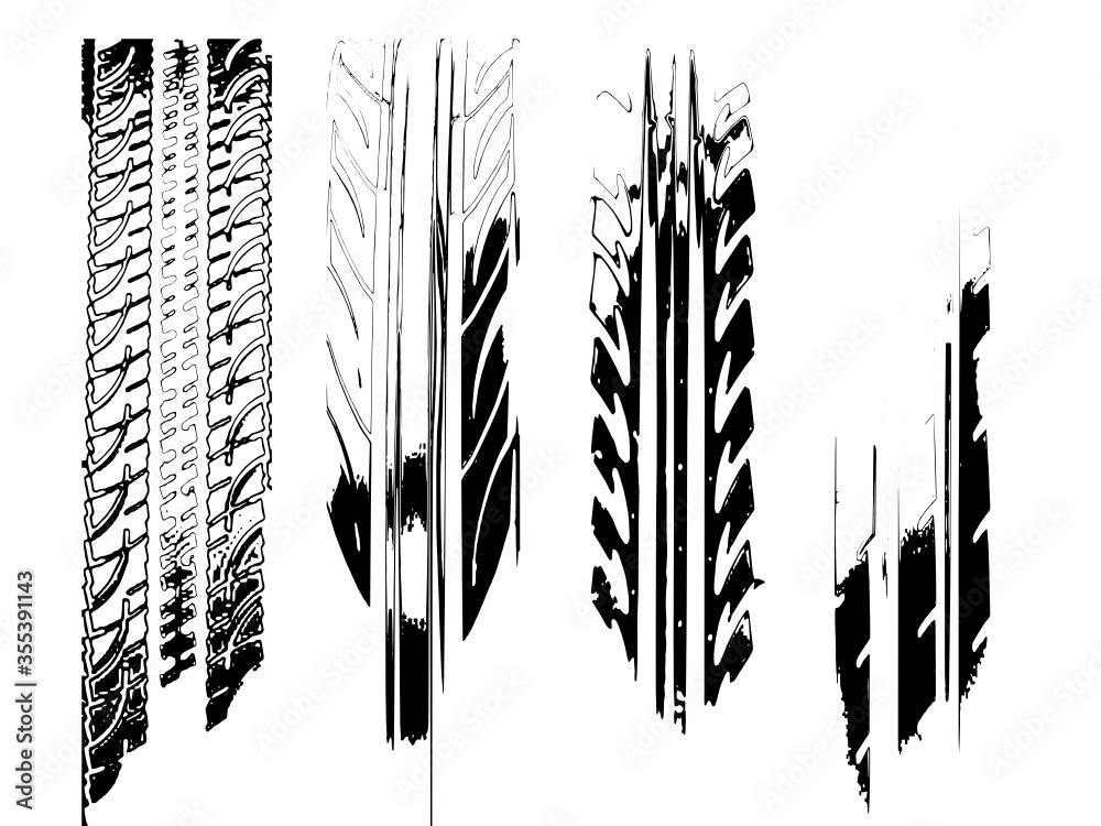 Reifenspuren Reifenprofil auf weißen Hintergrund isoliert Stock Vector ...