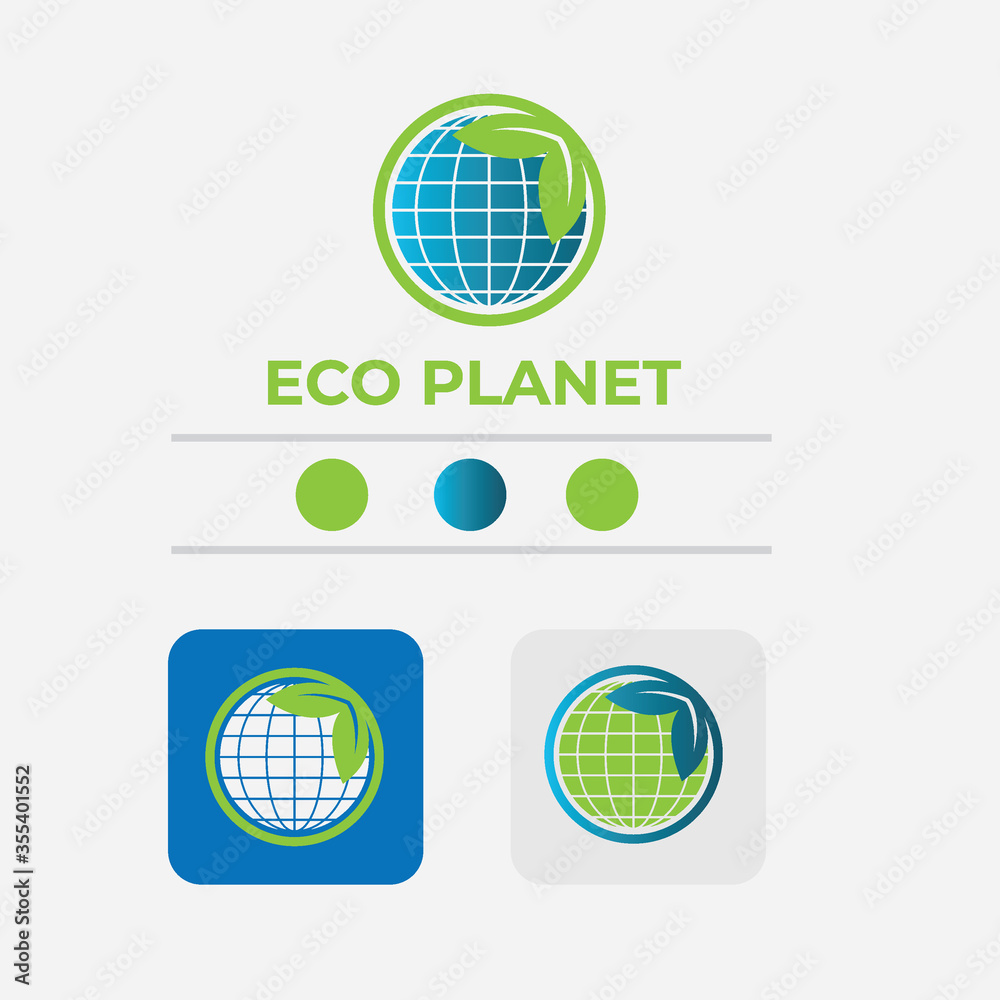 eco planet Logo, environmental protection Sign, Blue and green earth ...