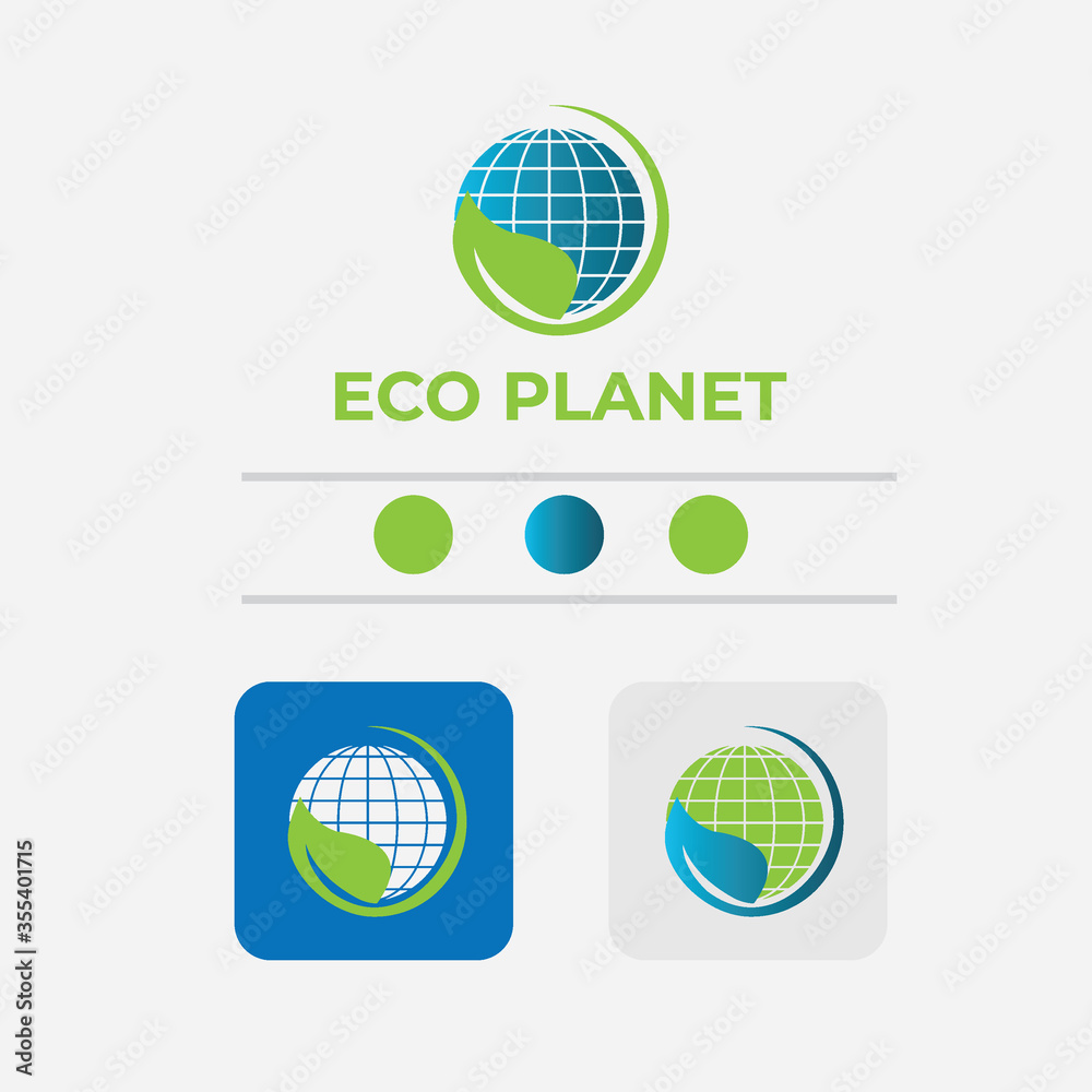 eco planet Logo, environmental protection Sign, Blue and green earth ...