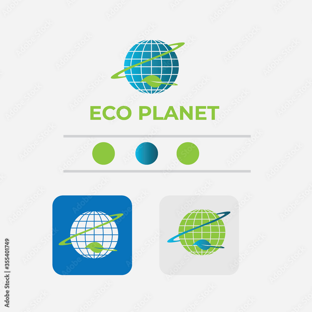 eco planet Logo, environmental protection Sign, Blue and green earth ...