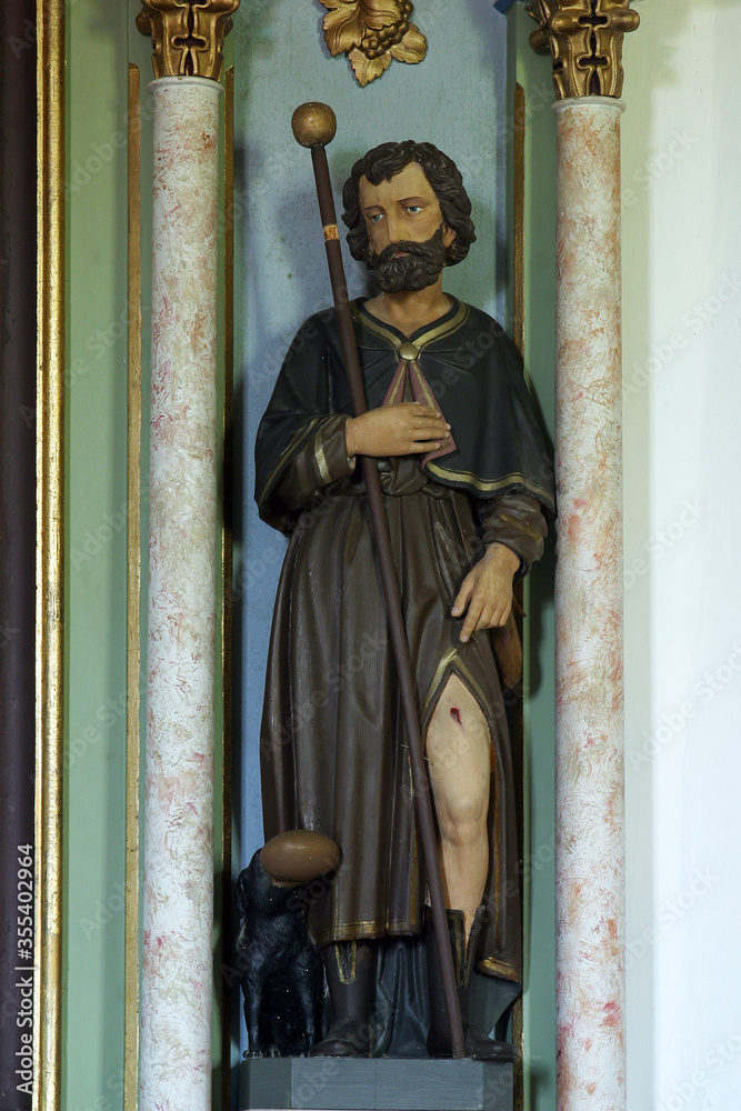 Saint Roch statue on the altar of Saint Vitus in Our Lady Chapel in ...