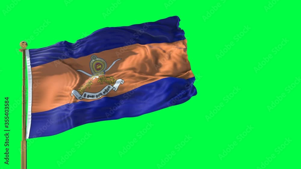 Sri Lanka Sri Lankan Army Ensign National Waving Animating Green Screen ...