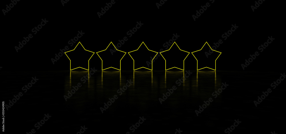 Five luminous yellow stars. Set of luminous stars in yellow. Five stars ...