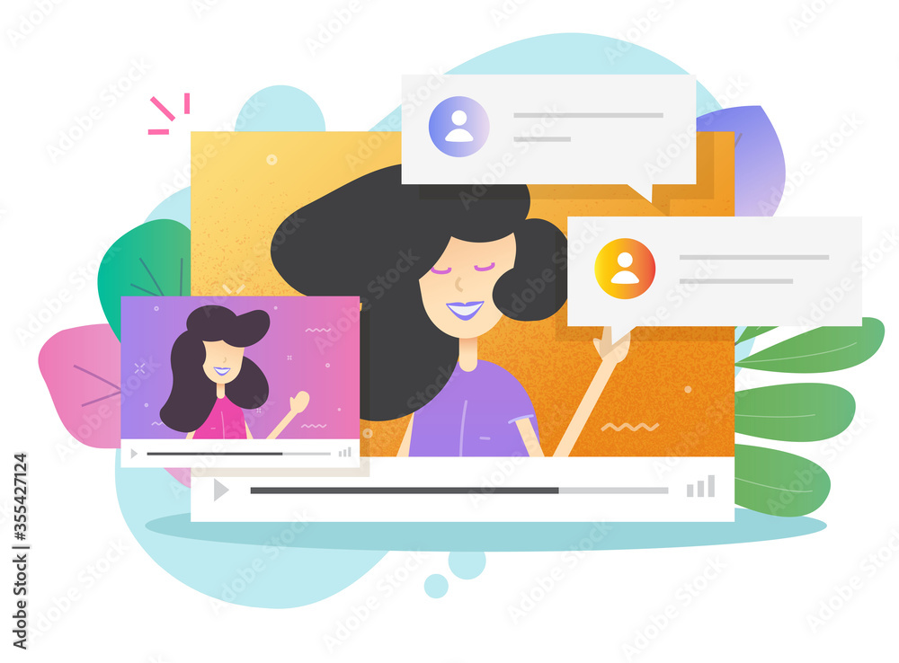 Video call conference online and people talking or internet web ...