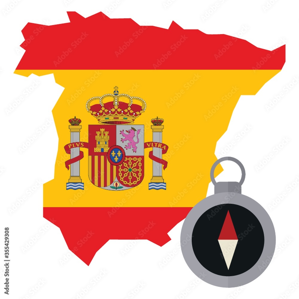 spain map with compass Stock Vector | Adobe Stock