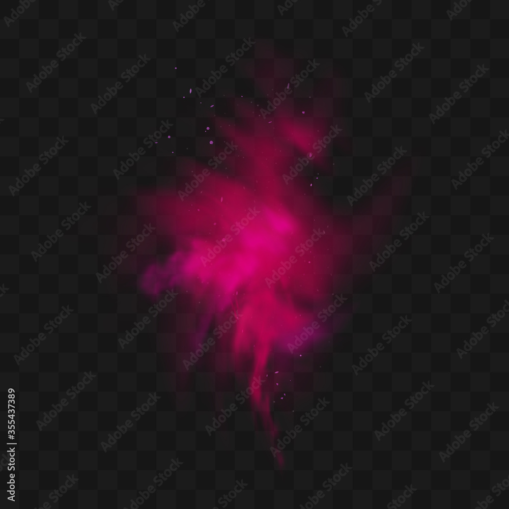 Red smoke or fog color isolated on transparent dark background ...