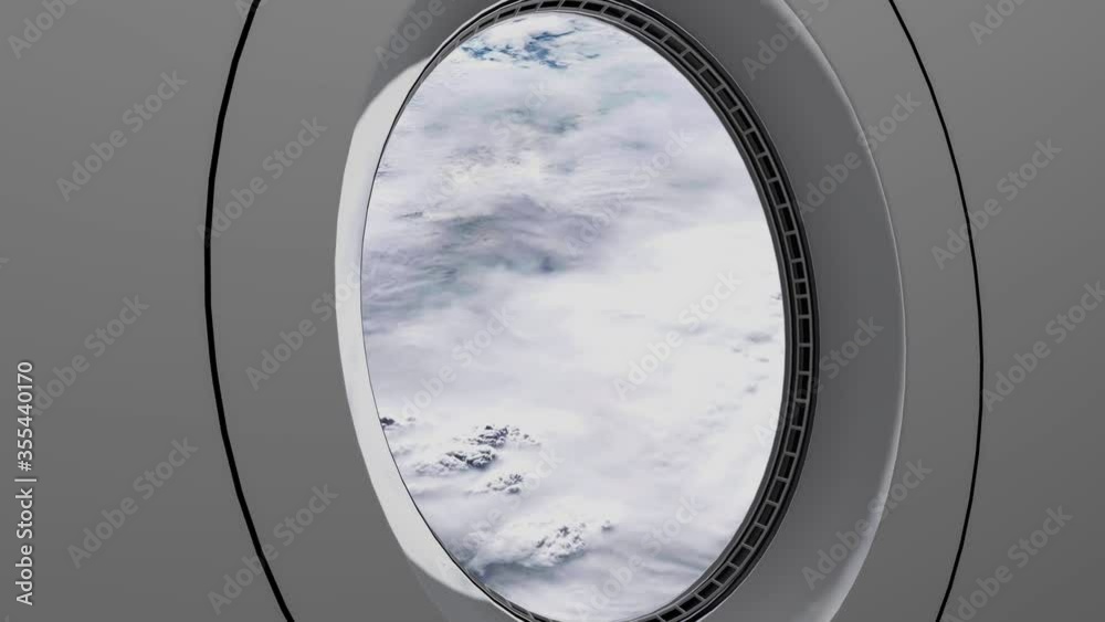 Vidéo Stock Earth through the porthole window of spaceship ...
