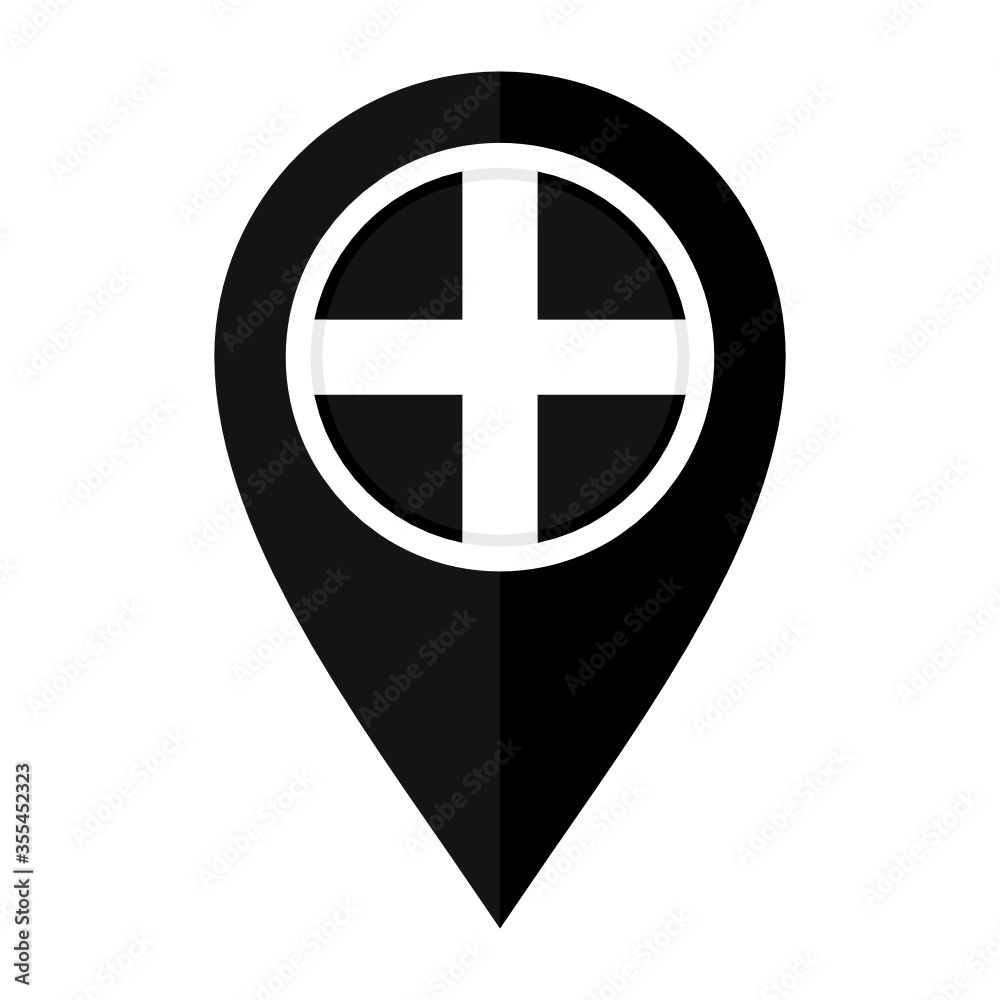 flat map marker icon with cornwall flag. vector illustration isolated ...