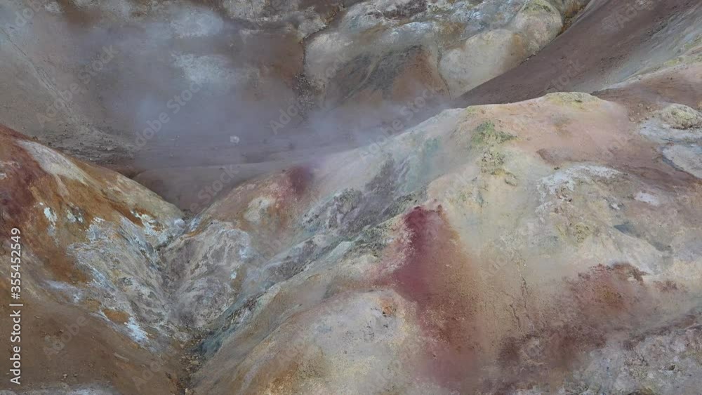 Iceland. Geothermal field with fumaroles and geysers. Area with natural ...