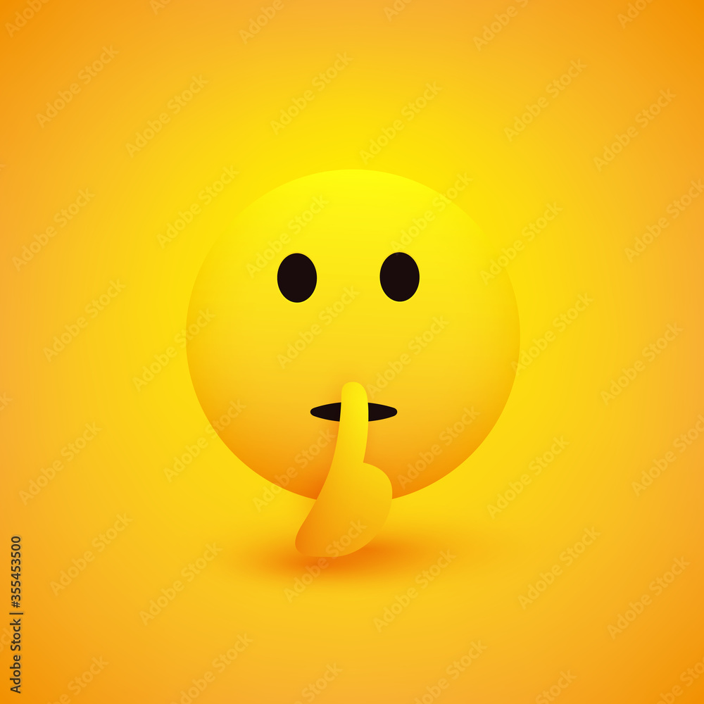 Serious Looking Shushing Face Showing Make Silence Sign - Emoticon with ...