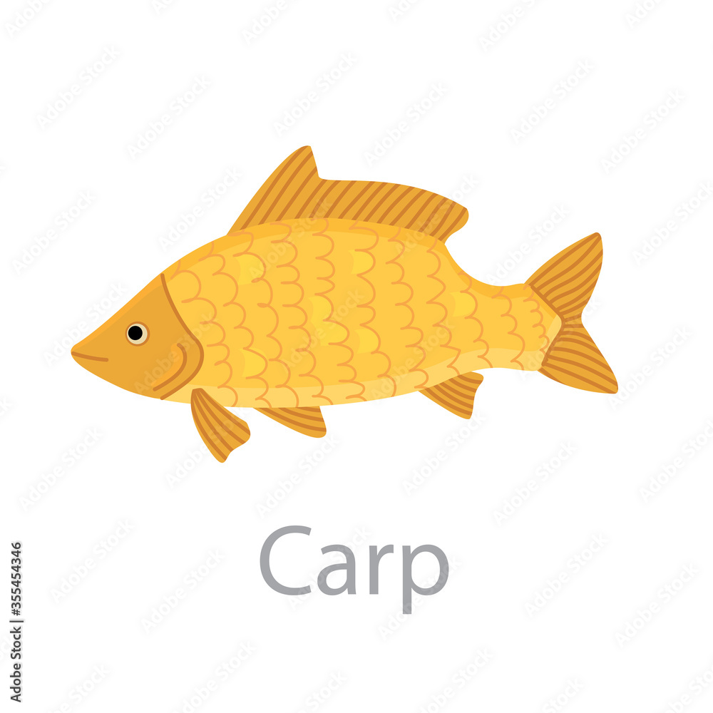 Cute yellow carp fish vector flat illustration. River animal swimming ...