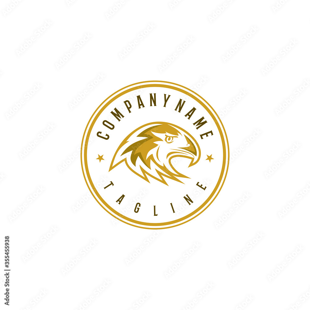 Golden eagle logo design template. Awesome a golden eagle with circle ...