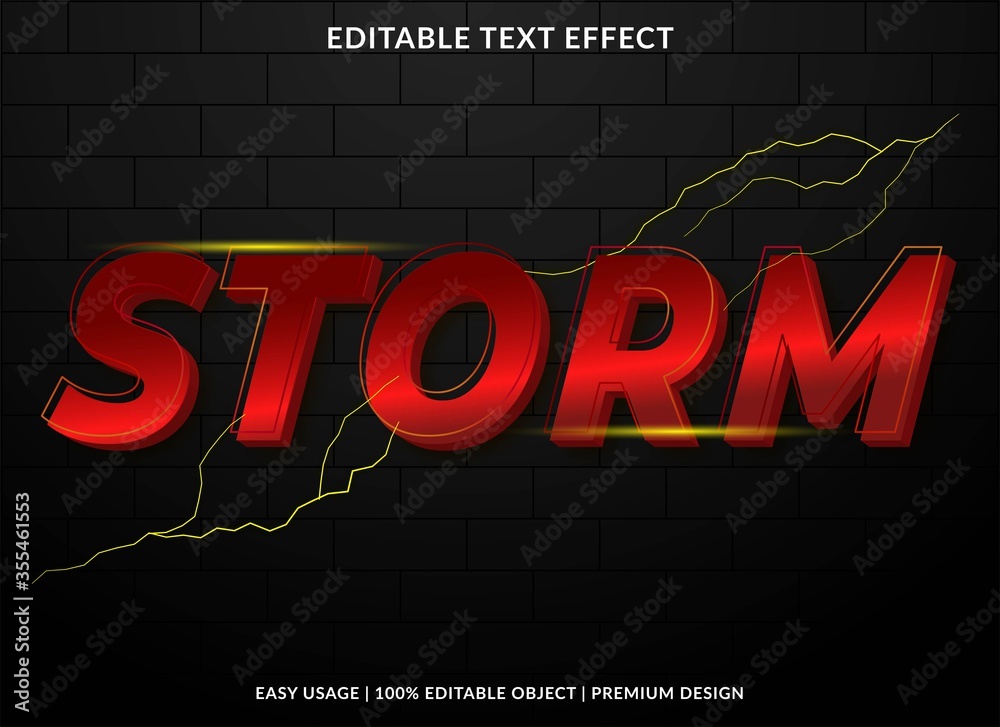 storm text effect template with 3d style and bold font concept use for ...
