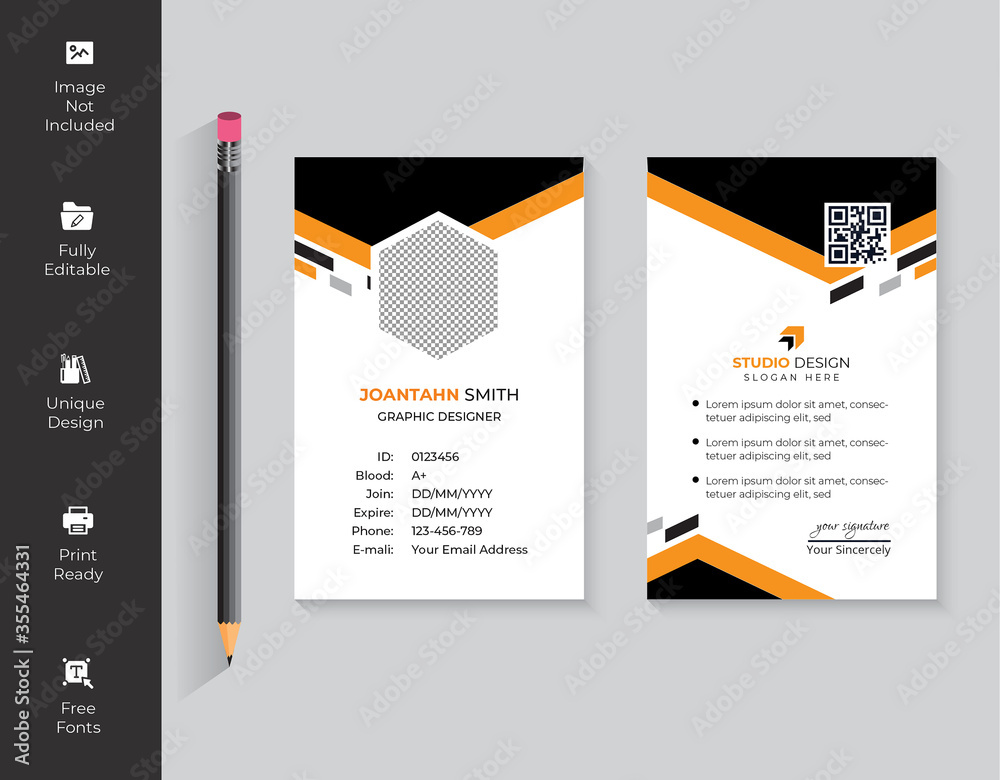 Double sided Modern ID Card Template Design Stock Vector | Adobe Stock