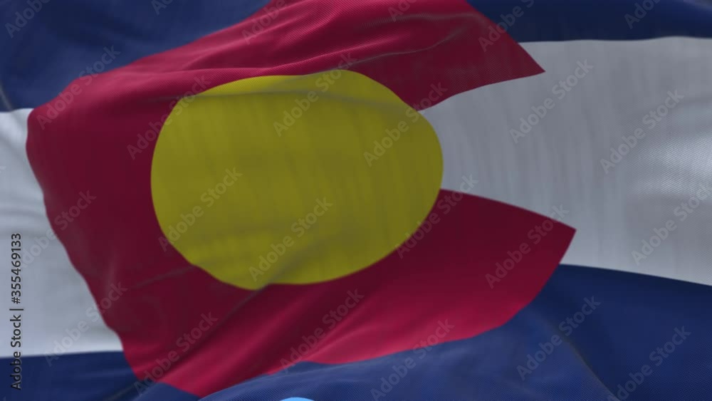 4k Colorado flag;state in United States America;cloth texture slow ...