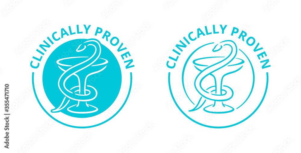 Clinically proven sticker for laboratory tested products - vector ...