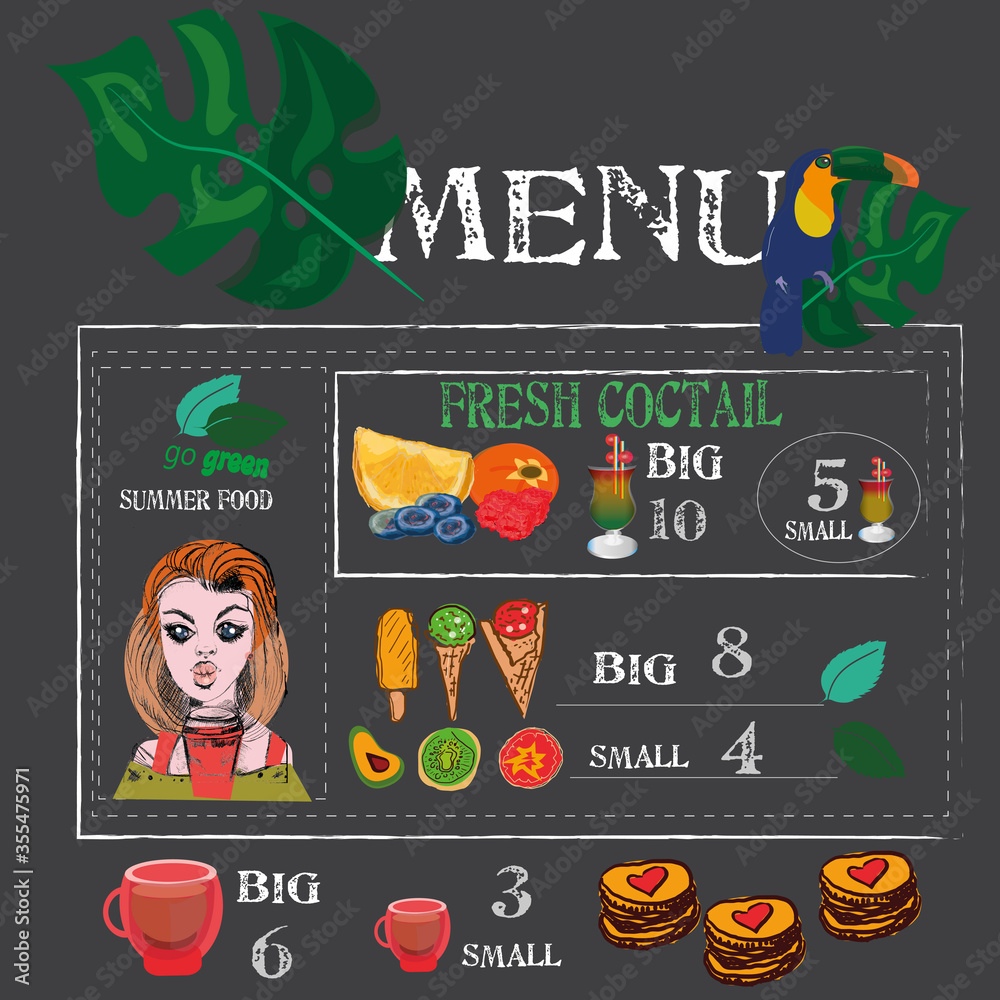 Vector set of design elements for the menu on the chalkboard. Stock ...