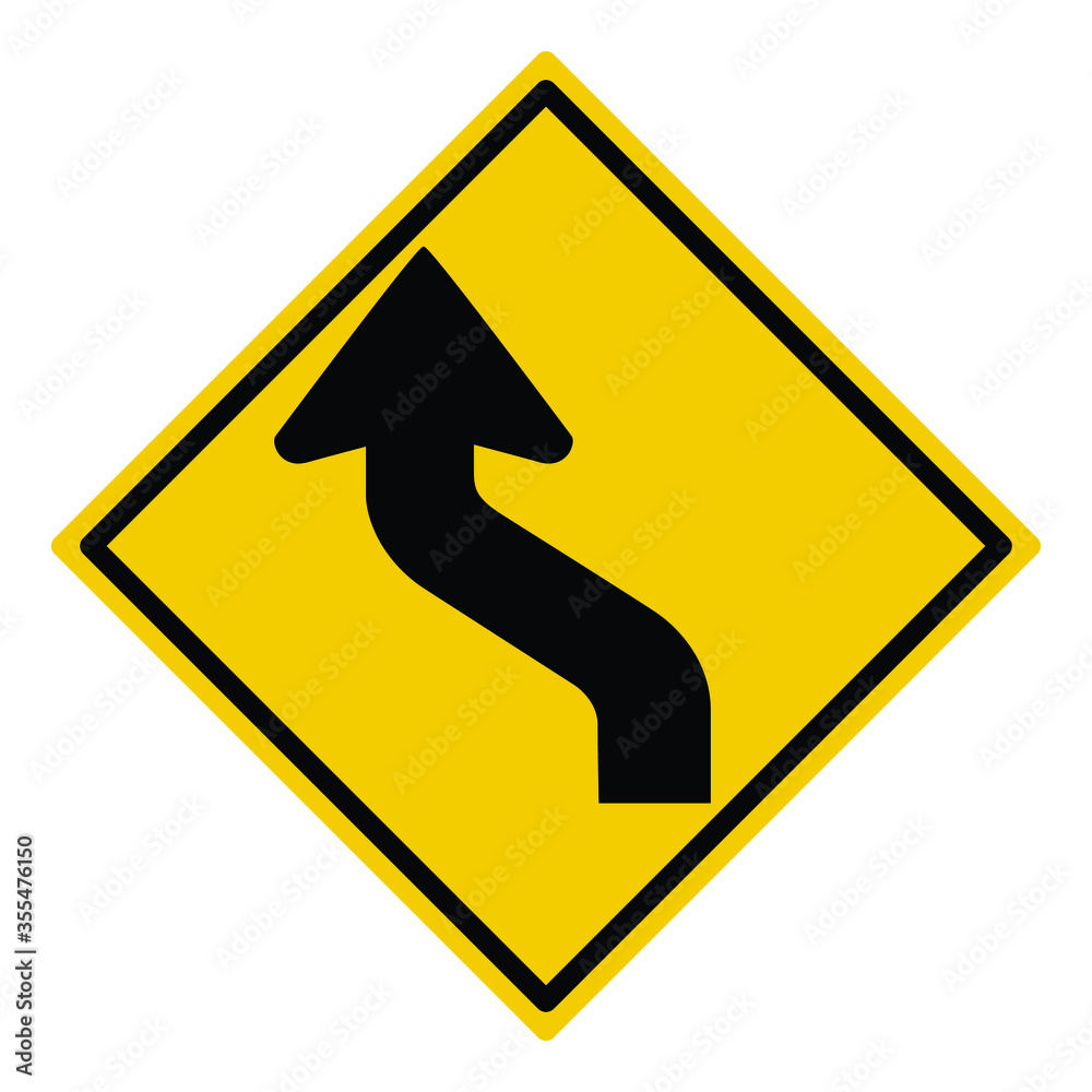 double curve signal, double curve to left, double curve to right Stock ...