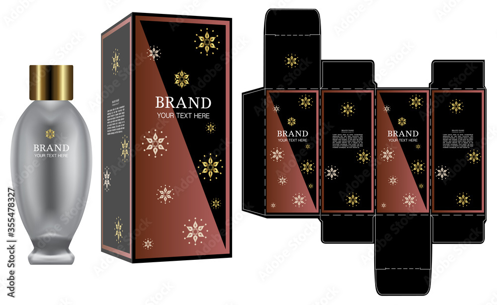 Packaging design, Label on perfume or cosmetic container with luxury ...