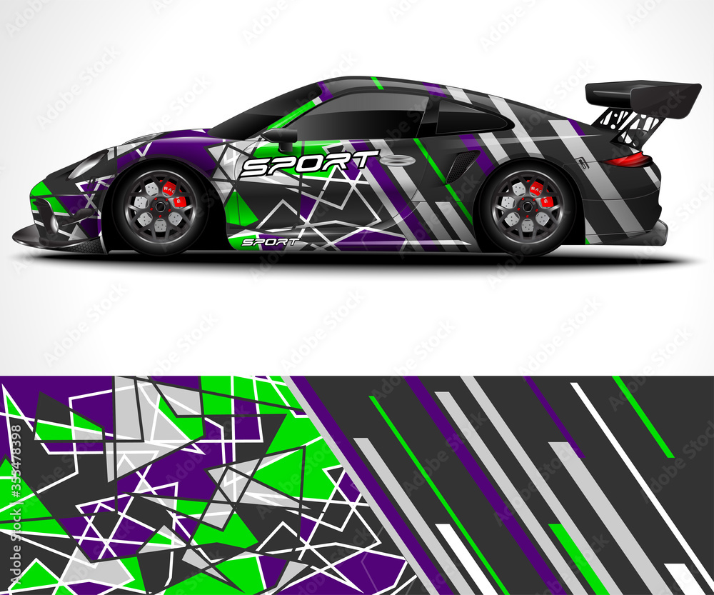 Racing sport car wrap design and vehicle livery Stock Vector | Adobe Stock