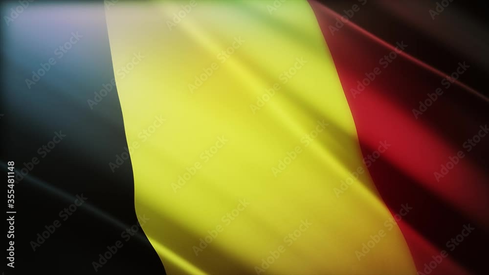 4k Belgium National flag slow waving with visible wrinkles in Belgian ...