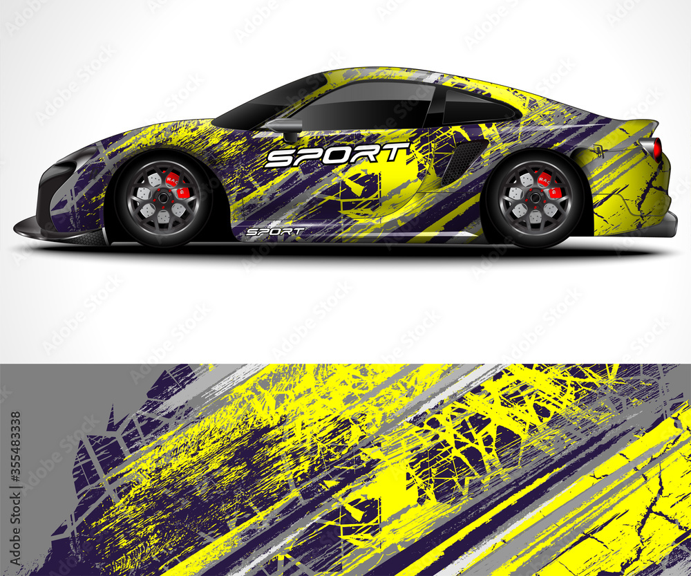 Racing sport car wrap design and vehicle livery Stock Vector | Adobe Stock
