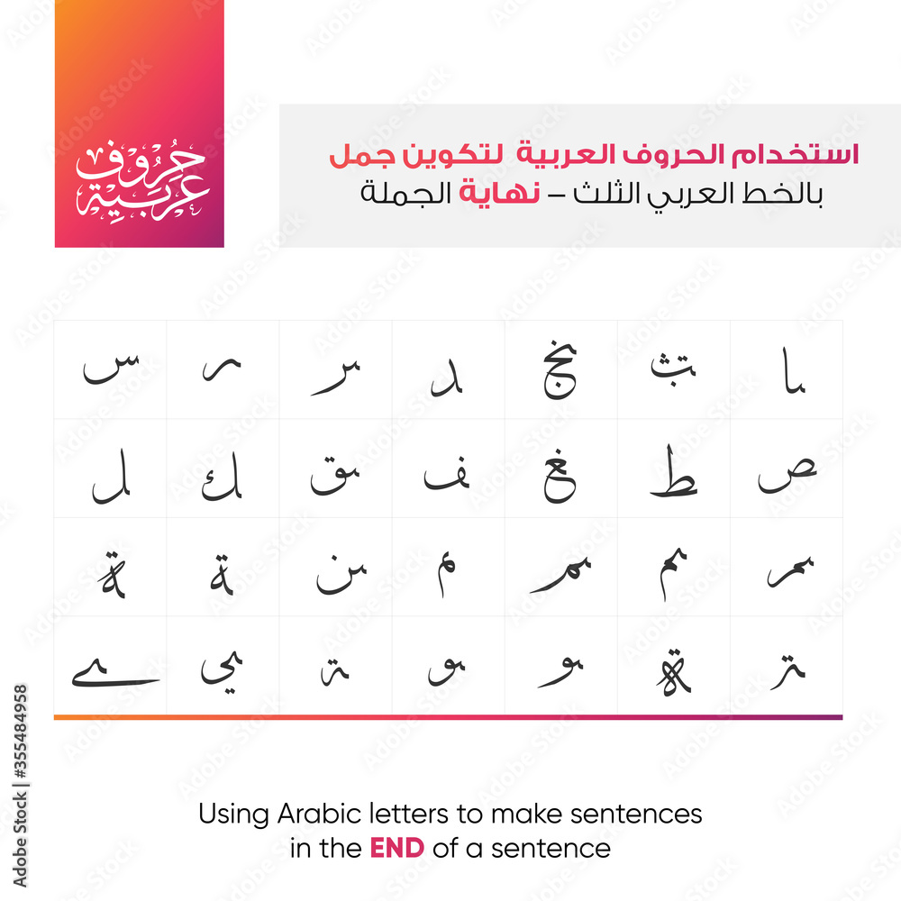 Arabic alphabet letters in Thuluth style - translation Arabic text is ...