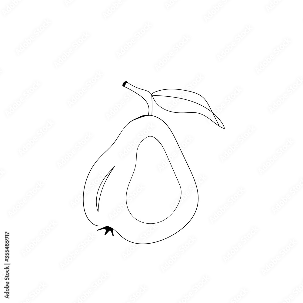 line art whole pear vector illustration pear stroke icons, fruits icons ...