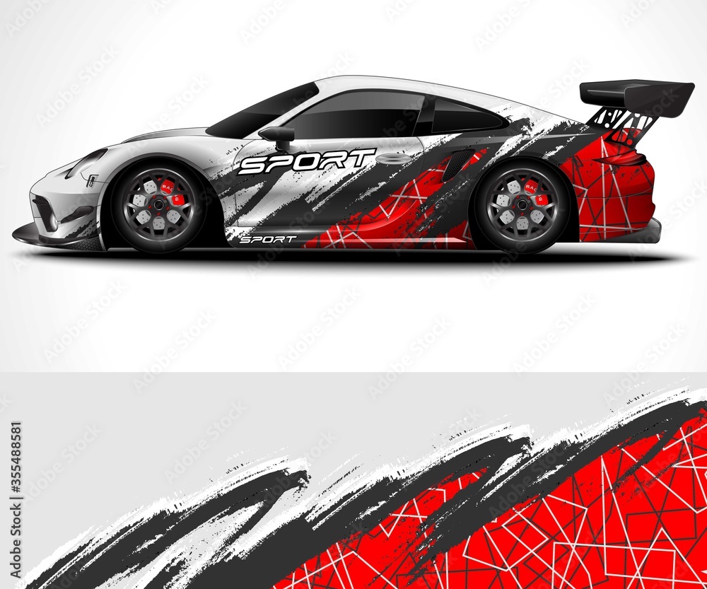 Racing sport car wrap design and vehicle livery Stock Vector | Adobe Stock