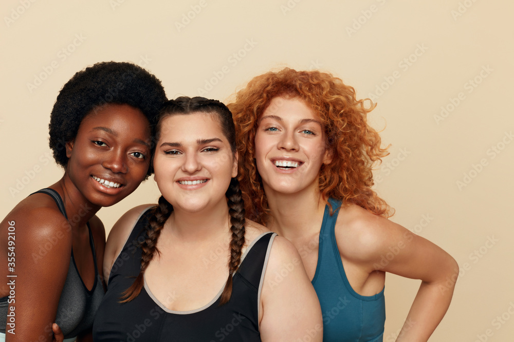 Women. Group Of Diversity Models Portrait. Smiling Multiethnic Female ...