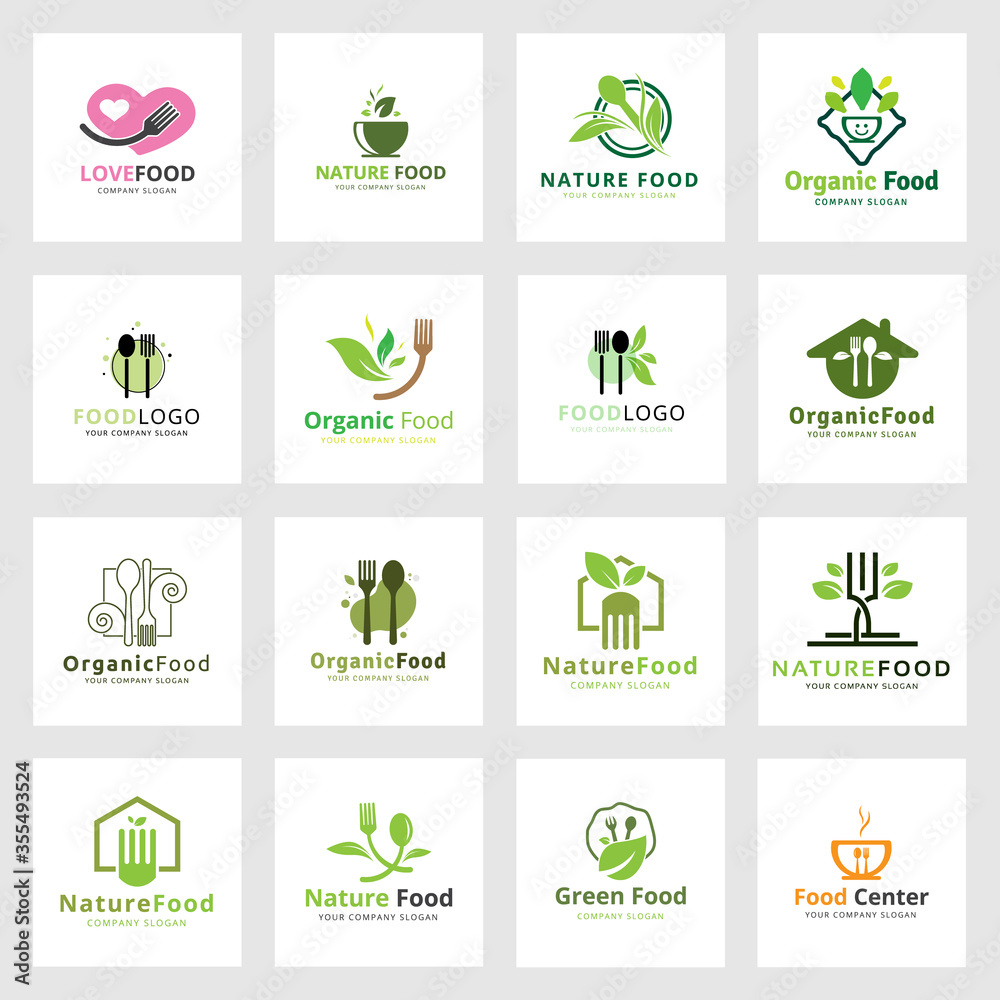 Food Logo Set , Nature And Green Food Logo. Vector and illustration ...