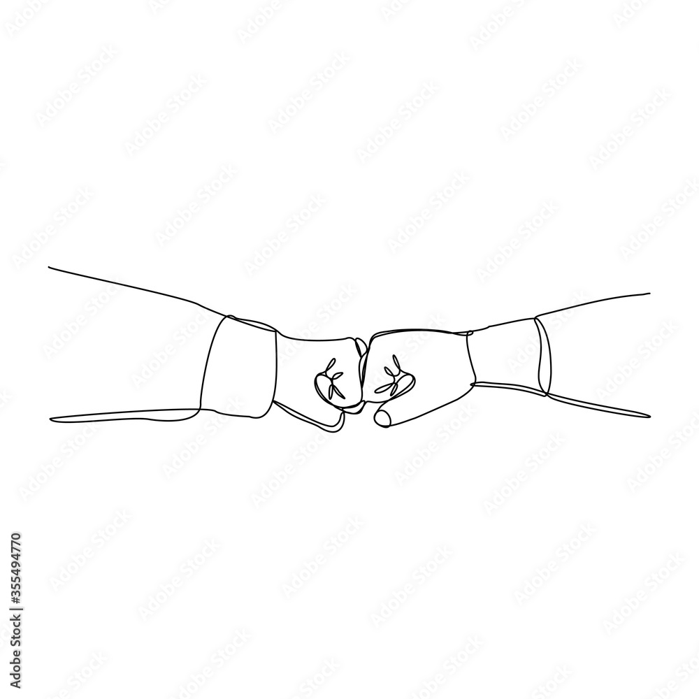 Continuous line drawing of arm hands fist bump. vector illustration ...